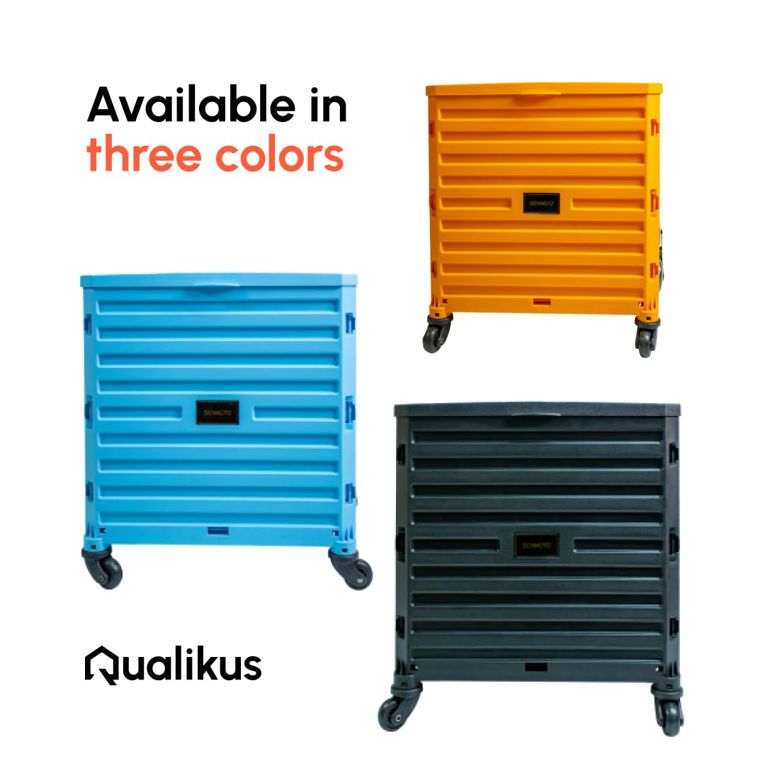 Foldable Rolling carts with Wheels, Heavy Duty Four Wheeled Stair Climber Rolling Utility Collapsible Trolley Pull Cart with Handle Perfect for Office, School, Grocery (Baby Blue)