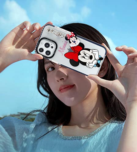 Threesee for iPhone 14 Pro Max Cute Case,Minnie Mouse Cute Cartoon Kawaii Girls Kids Women Slim Gel Rubber Bumper Soft TPU Protective Clear Case with Pendant for iPhone 14 Pro Max 6.7 inch(Minnie)