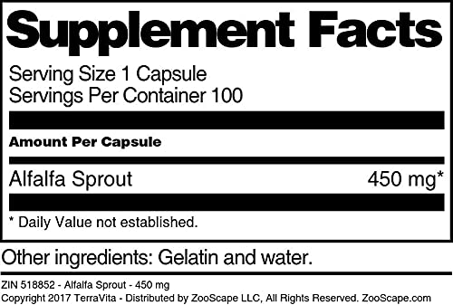 TerraVita Alfalfa Sprout - 450 mg (100 Capsules, ZIN: 518852) - 2 Pack