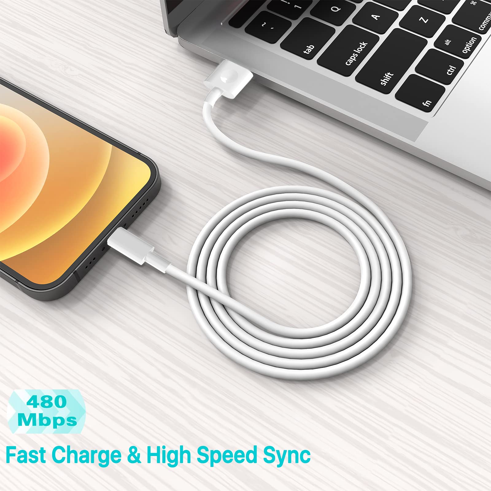 iPhone Charger 6ft 4 Pack Apple MFi Certified Lightning Cable Fast Charging Phone Charger Compatible for iPhone 14 13 12 11 Pro Max XR XS X 8 7 6 Plus SE