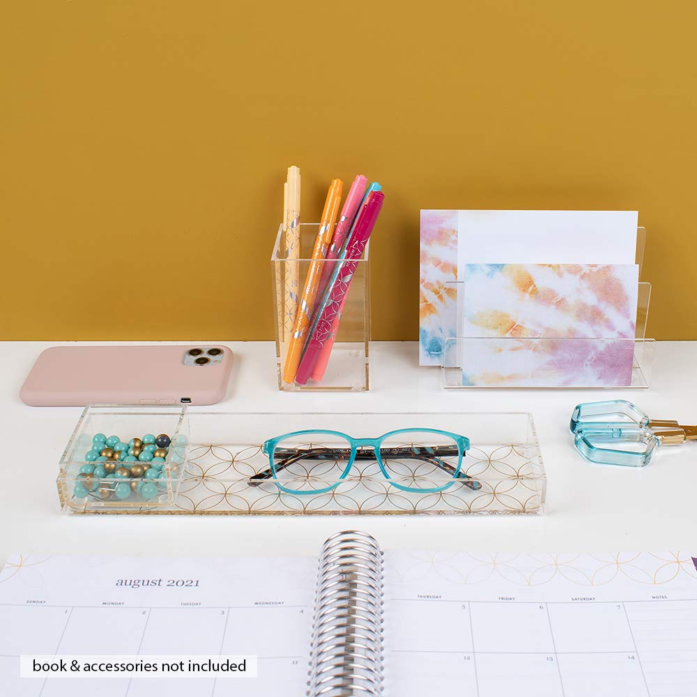 Erin Condren Designer Desk Accessories - Mid Century Circles Acrylic Nesting Desk Organizer Set of 4. Store Accessories Paper & More in One Convenient Organizer, For Elevated Desk Functionality