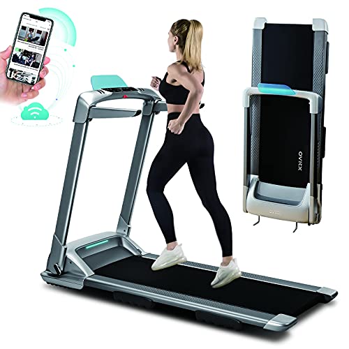 OVICX Q2S Folding Portable Treadmill Compact Walking Running Machine for Home Gym Workout Electric Foldable Treadmills with LED Display Phone Holder for Small Spaces 3.0HP Weight Capacity 300 lbs