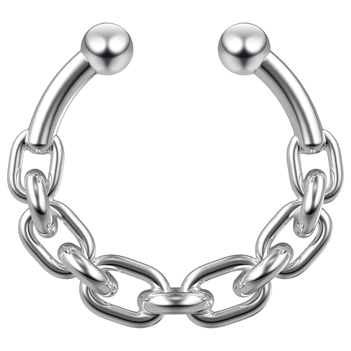 Evonix 16g Fake Septum Nose Ring Piercing Jewelry Hoop Nostril Solid Brass Rhodium-Plated Cute Boho Faux