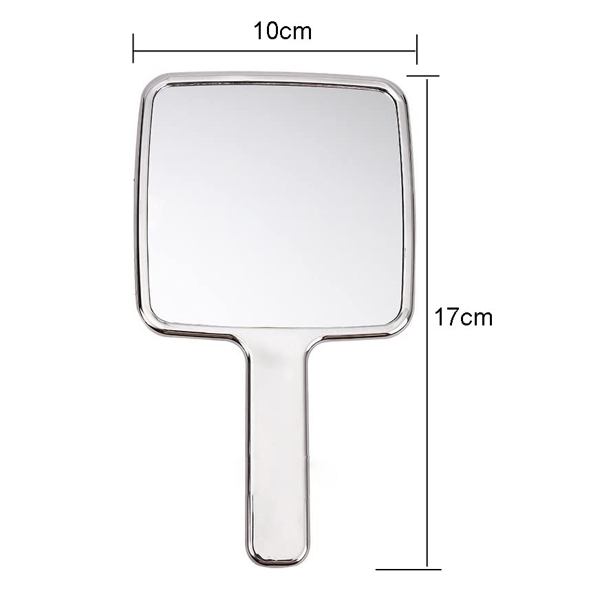 lasenersm 1 Piece Hand Mirror with Handle Square Hand Held Mirror for Makeup Hairdressing Handheld Mirror with Handle Stylish Hand Mirror for Women for Home Hair Salon Use, 3.9 x 6.7 Inches