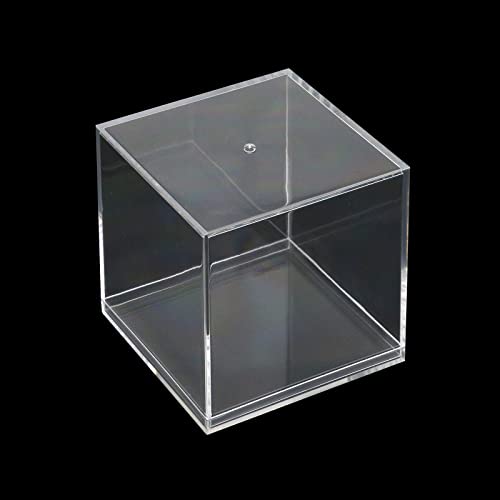 Tighall 4PCS Clear Acrylic Square Cube Organizer Plastic Boxes for Display Box with Lid for Sugar,Nut,Yogurt,Beads,Office Supply, Gift box, 2.9"/74mm