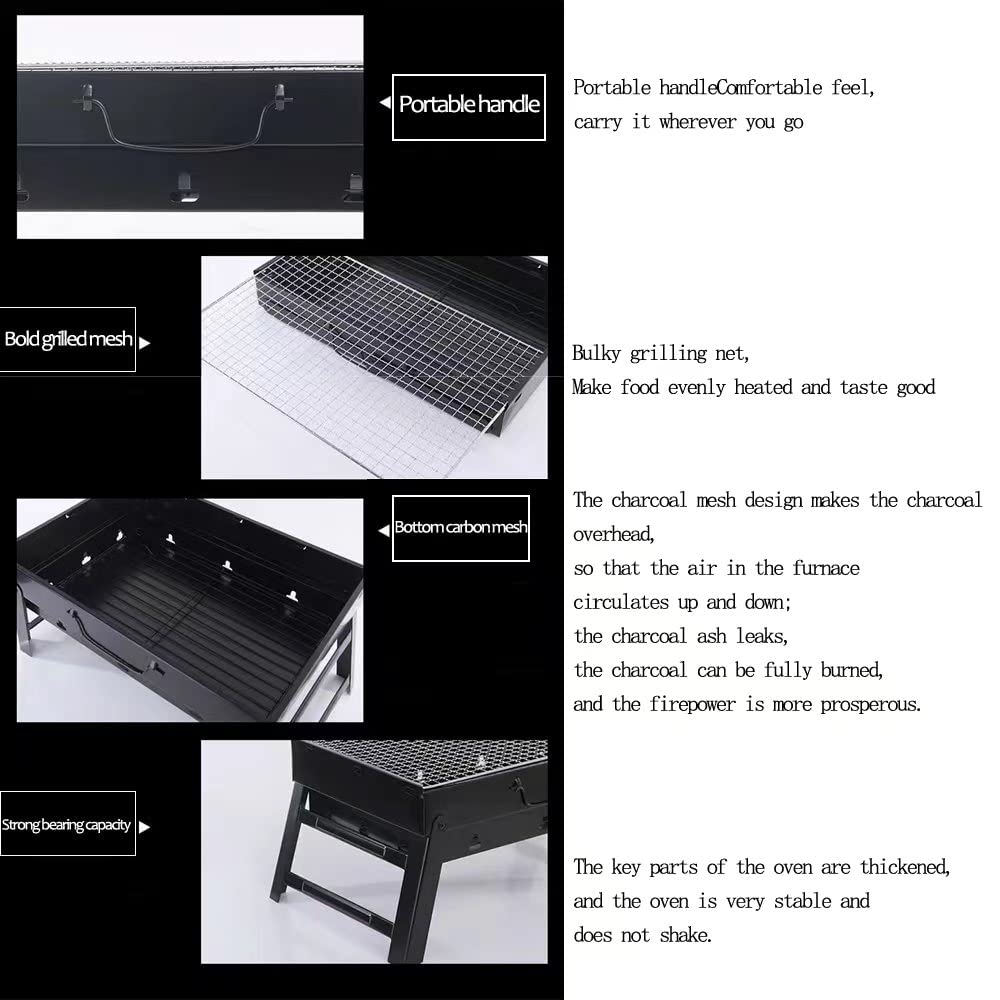 Folding Portable Barbecue Charcoal Grill, Barbecue Desk Tabletop Outdoor Stainless Steel Smoker BBQ for Outdoor Cooking Camping Picnics Beach