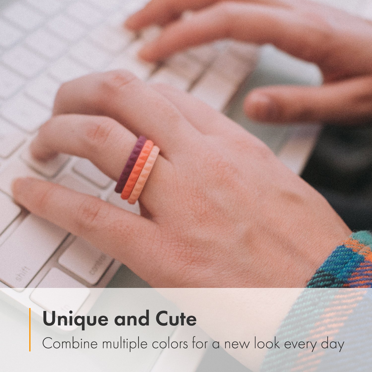 Enso Rings Pyramid Stackable Silicone Ring | The Premium Fashion Forward Silicone Ring | Hypoallergenic Medical Grade Silicone | Commit To What You Love (Plum Purple, 4)