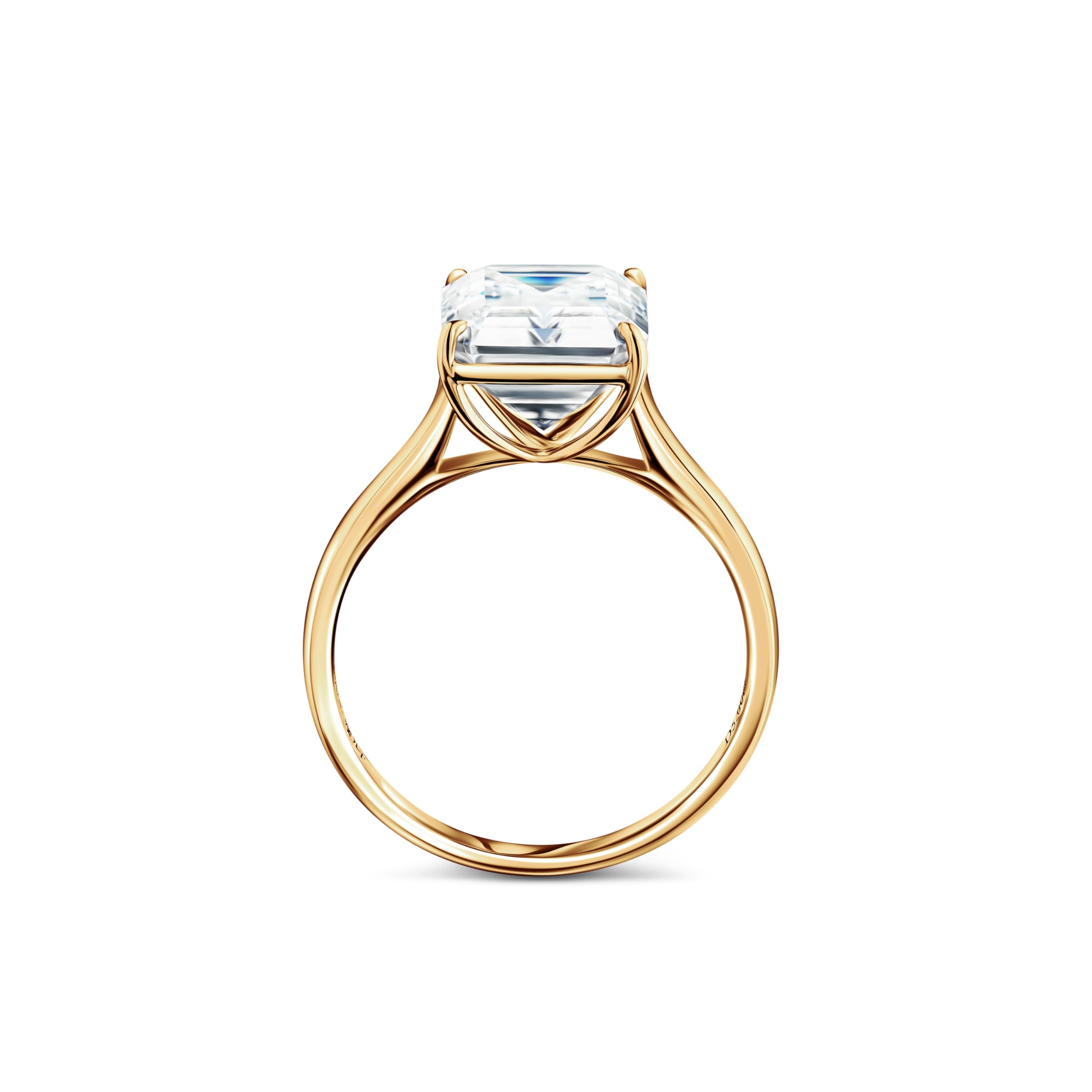 ISAAC WOLF Emerald Cut 10k Solid Gold 4 Carat Genuine Moissanite Diamond Solitaire Proposal Wedding Ring 10k Solid White, Yellow OR Rose GOLD (Yellow Gold, 8)
