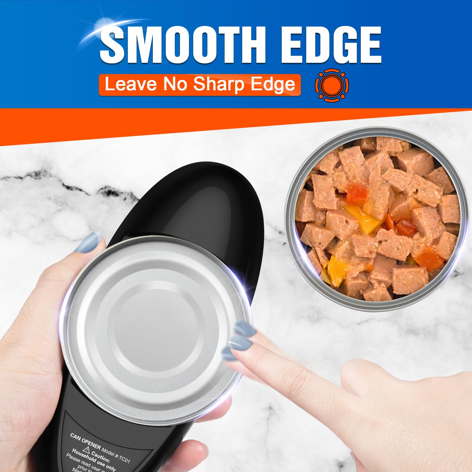 Electric Can Opener, Hands Free One Touch Automatic Can Openers Fit Different Can Sizes and Shape with No Sharp Edges for Kitchen, Kitchen Gadgets for Senior with Arthritis