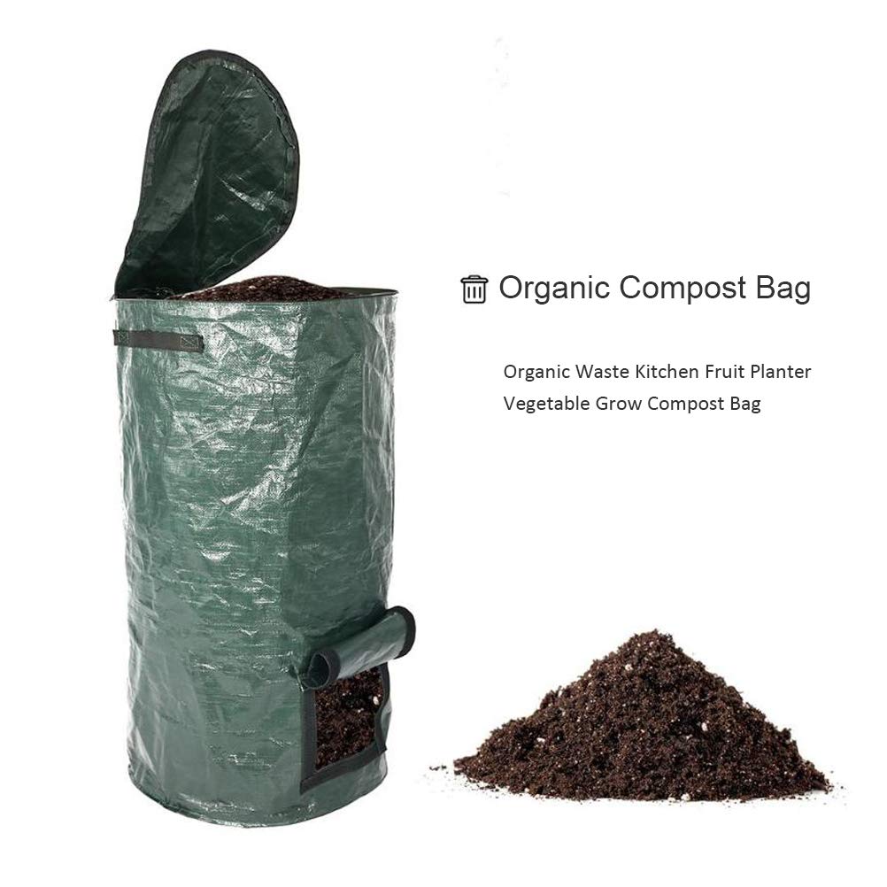 PE Compost Bag, Environmental Compost Bag Garden Waste Bin Homemade Organic Ferment PE Bag for Home Composting, Helps to Reduce Waste (35 x 60CM)