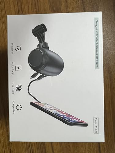Multi Car Retractable Backseat 3 in 1 36W Car Charging Station Box Compatible with All Phones | iPhone | Samsung | Android | Share Ride Customer Charging Dock Attach to Headrest (Big)