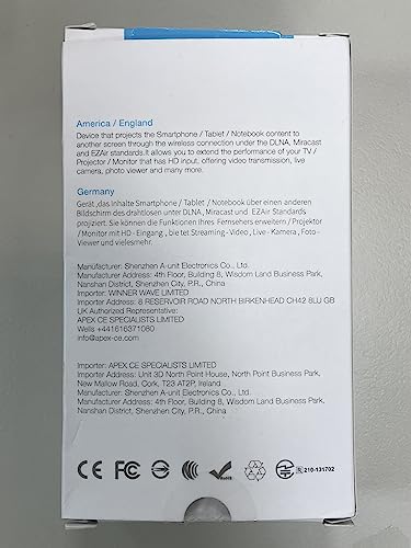 EZCast 2 Wireless Display Receiver, Streaming YouTube, Supports 2.4/5GHZ WiFi, Compatible with Android, iOS, Windows, MacOS, DLNA, Miracast, Airplay mirroring