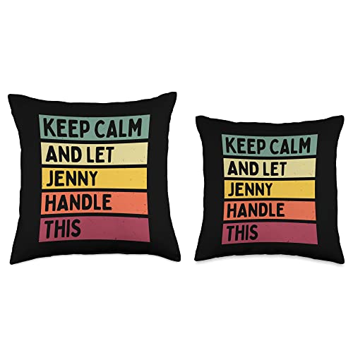 Personalized Gift Ideas Jenny Keep Calm and Let Jenny Handle This Funny Quote Retro Throw Pillow, 18x18, Multicolor