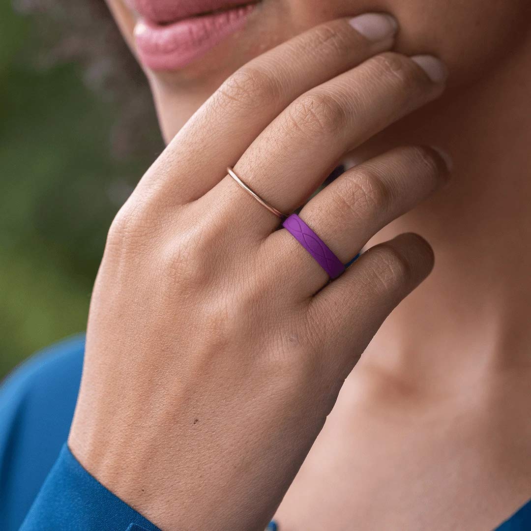Enso Rings Women’s Infinity Silicone Wedding Ring – Hypoallergenic Wedding Band for Ladies – Comfortable Band for Active Lifestyle – 4.5mm Wide, 1.5mm Thick (White, 4)