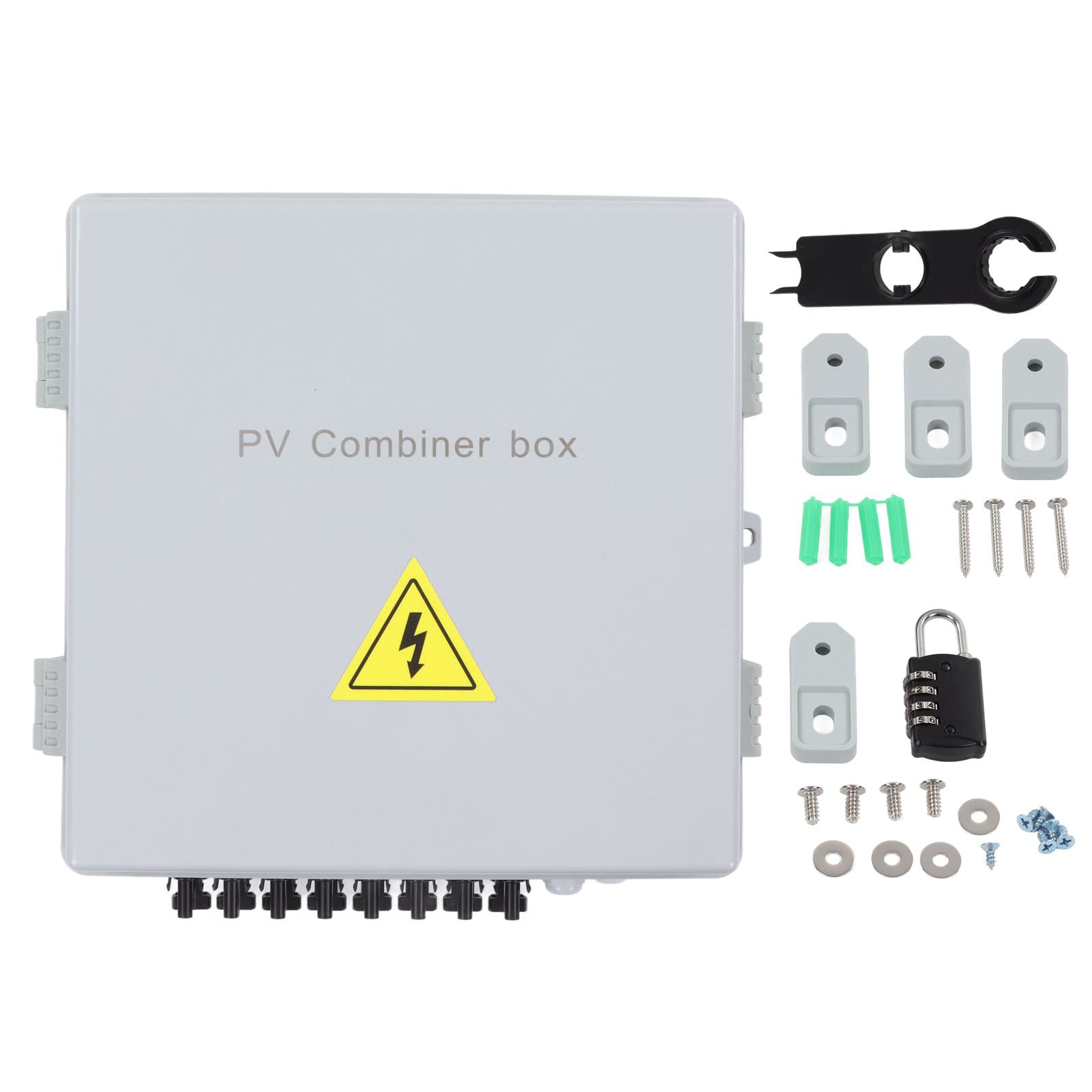 Focket 8 String PV Combiner Box, Waterproof Solar Combiner Box with 80A Circuit Breaker, 10A Rated Current , Arreste & Solar Connector for On/Off Grid Solar Panel System