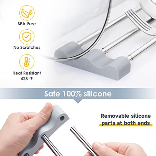 Tomorotec Rack for Sponge Dish Rags Bottles Brushes Kitchen Sink Accessories Over the Sink Adjustable Dishcloth Holder Heat-Resistant Sink Rack Multifunctional Stainless-Steel Silicone Slim Expandable