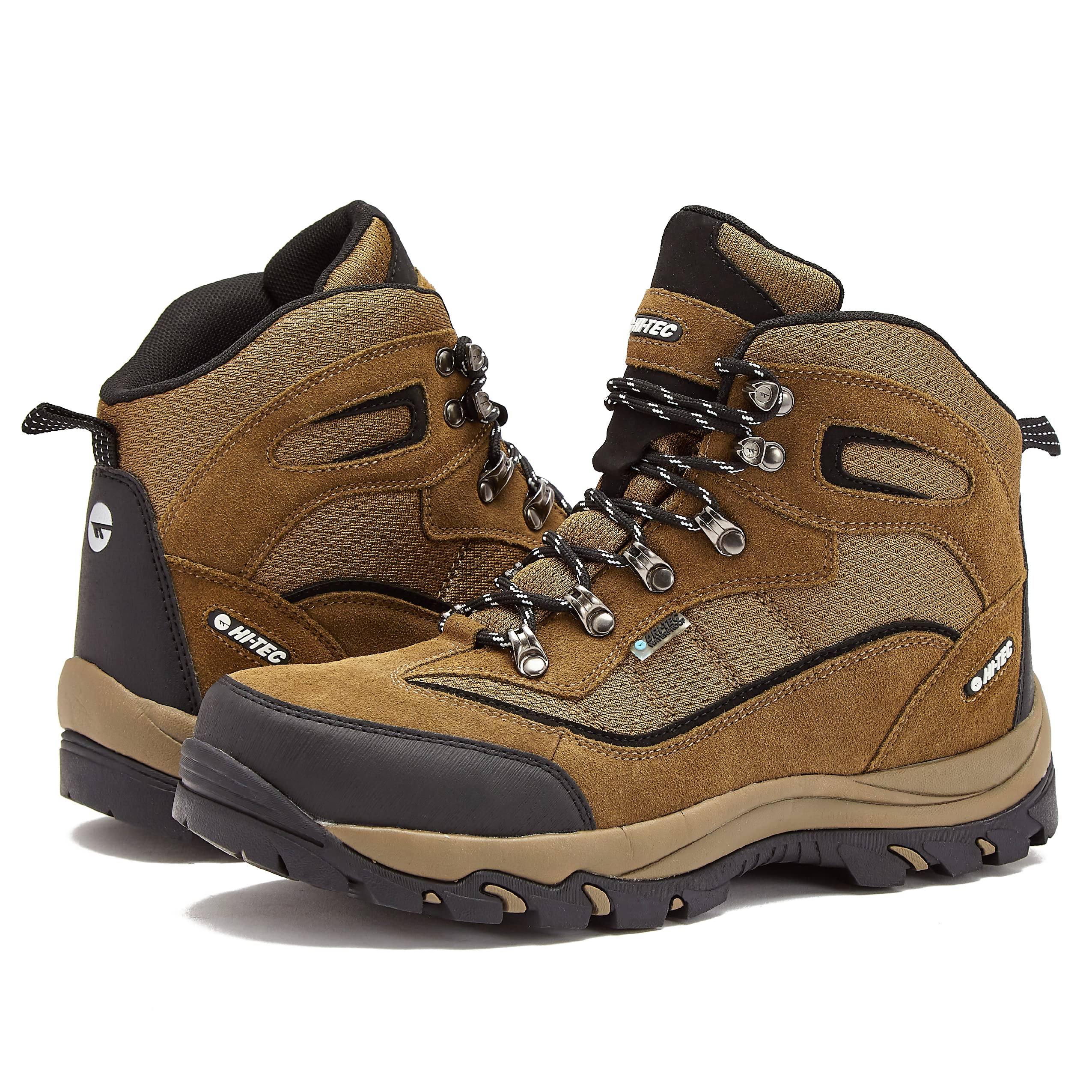 HI-TEC Skamania Mid WP Waterproof Men's Hiking Boots, New 2022 Model with High Performance Rubber Outsoles - Trail, Mountain and Backpacking Shoes - Dark Brown Tan, 9 Medium