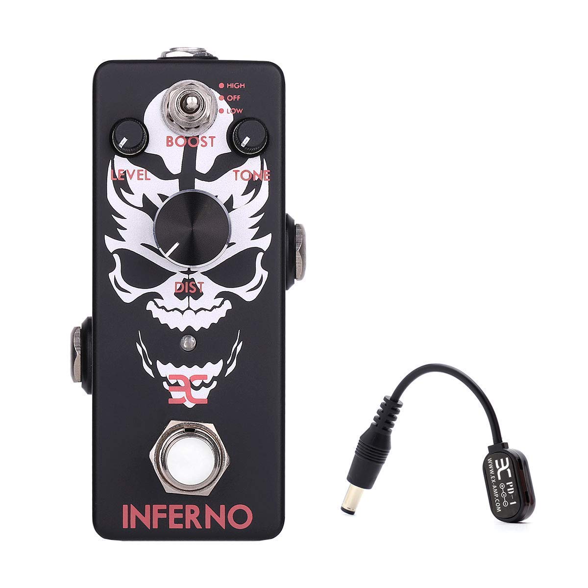 EX Inferno Metal Distortion Pedal and Power Supply and Cables Bundle
