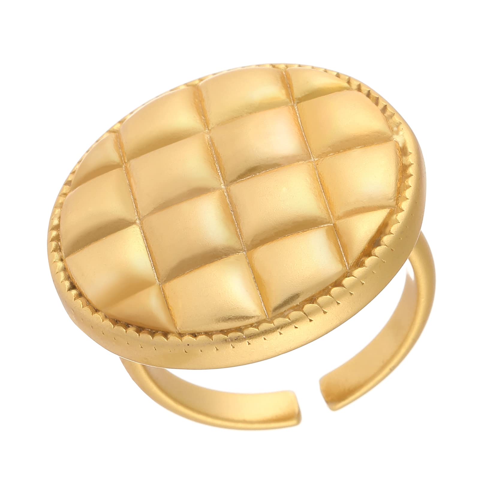 Itcoery Women's Chunky Round Signet Ring 14K Gold Plated Adjustable Vintage Dome Rings