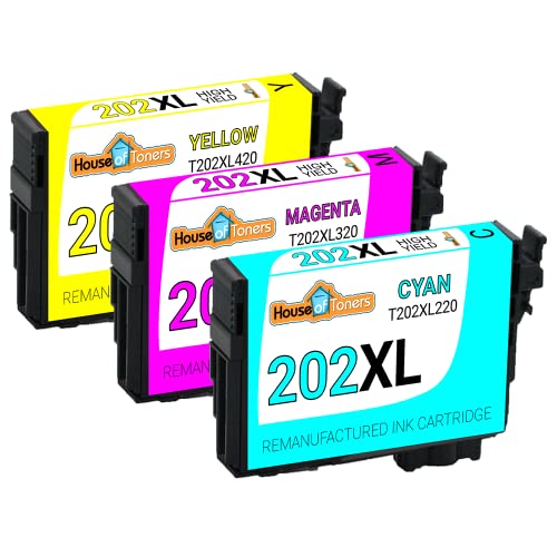 Houseoftoners Remanufactured Ink Cartridge Replacement for Epson 202 XL 202XL for Workforce WF-2860 Expression XP-5100 Printers (CMY, 3PK)