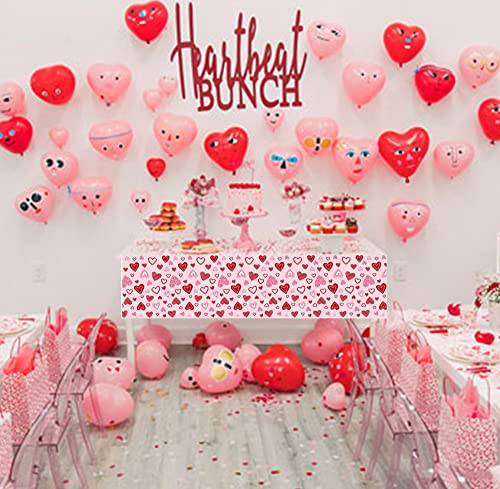 Valentines Day Tablecloth Party Decoration Supplies, Heart Shape Valentines Day Table Cover Happy Valentine's Day Table Decorations - 2PCS