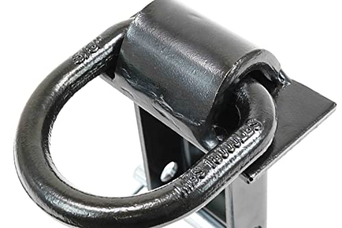 Mytee Products (4 Pack) Heavy Duty Adjustable Trailer Stake Pocket -Small 5/8 Inch Forged D Ring Black Powder Coated w/ 1/2" Hitch Pin, Load Limit 5400 lbs; 2 Adjustable Holes | Stake Pocket D-Ring