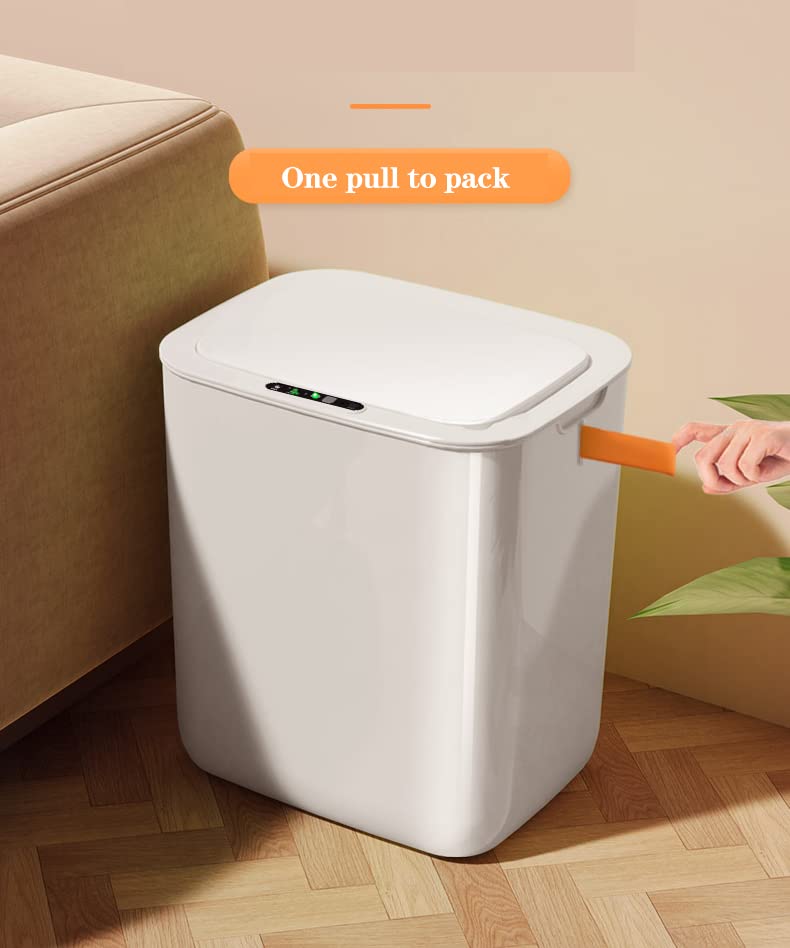 Touchless Bathroom Trash Can with Lids, 4.5 Gallon Automatic Small Garbage Can Motion Sensor Trash Bin, Motion Waste Basket for Toilet, Living Room,Bedroom,Office,Gifts for Women (White)