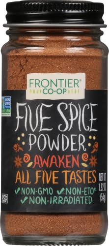 Frontier Co-op Five Spice Seasoning, 1.92 Ounce, Cinnamon, Fennel Seed, Cloves, Star Anise & White Pepper, Non GMO, Kosher