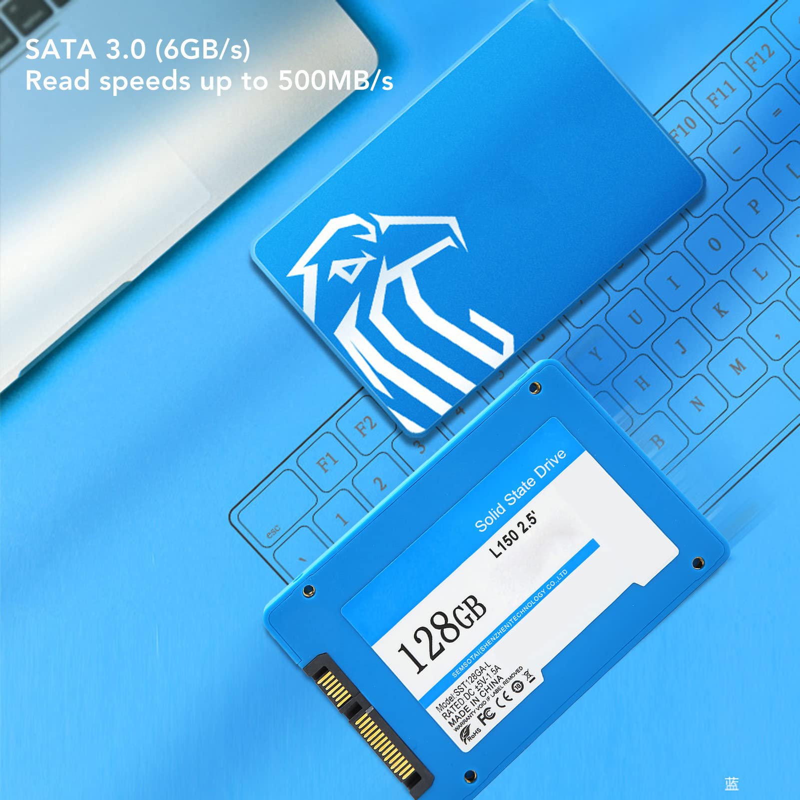Naroote Laptop SSD, Practical Power Management Mode SATA3.0 SSD 2.5 Inch Universal for Desktops PC (128GB)