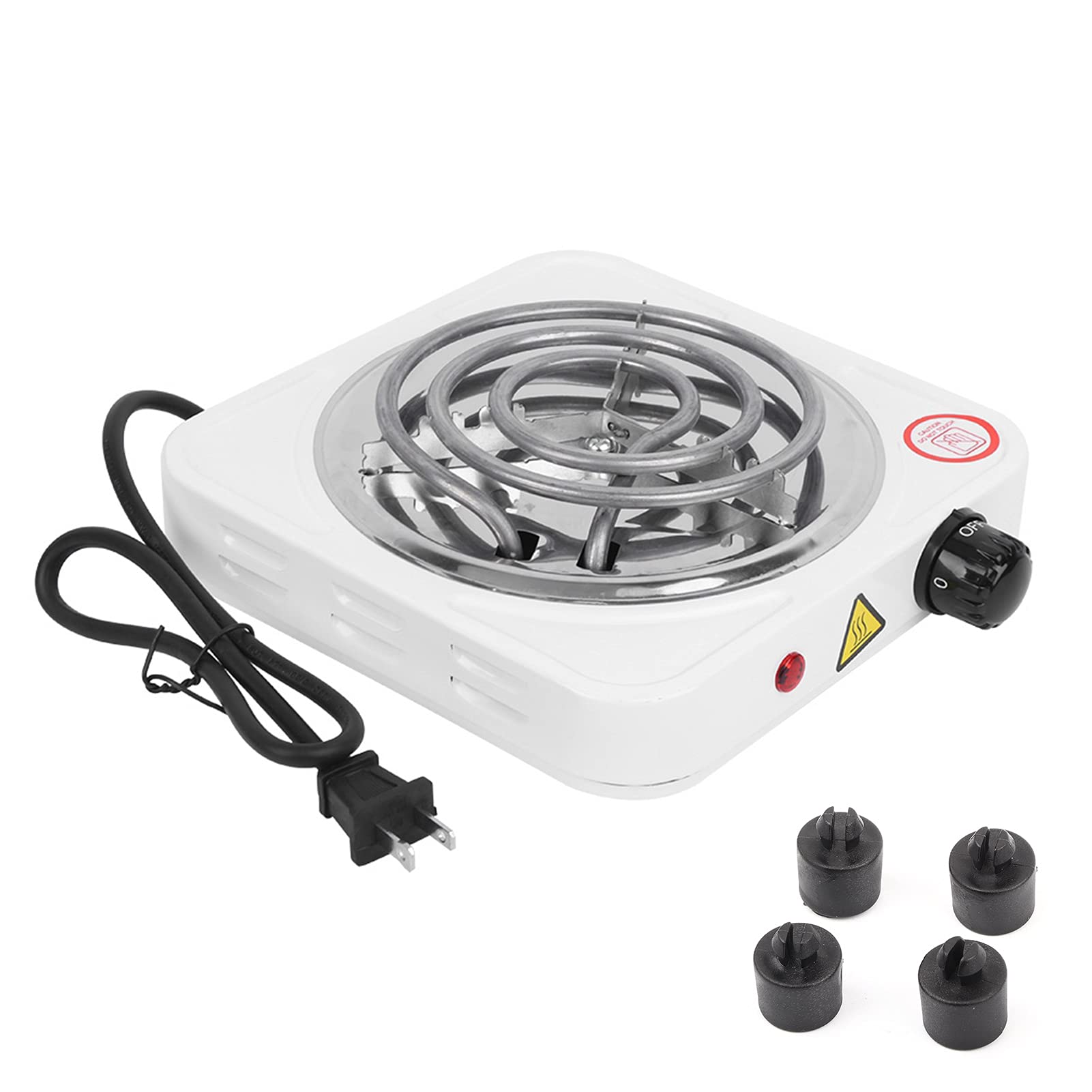 Electric Single Burner, 1000W Portable Electric Coil Hot Plate, Adjustable Temperature Single Electirc Cooktop with Power Indicator Lights for Dorm Office Home, Compatible with All Cookware