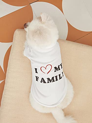 QWINEE Dog Tee Shirt Slogan Graphic Dog T Shirt Soft Stretchy Puppy Shirts Cat Clothes for Small Medium Large Dog Kitten White XS