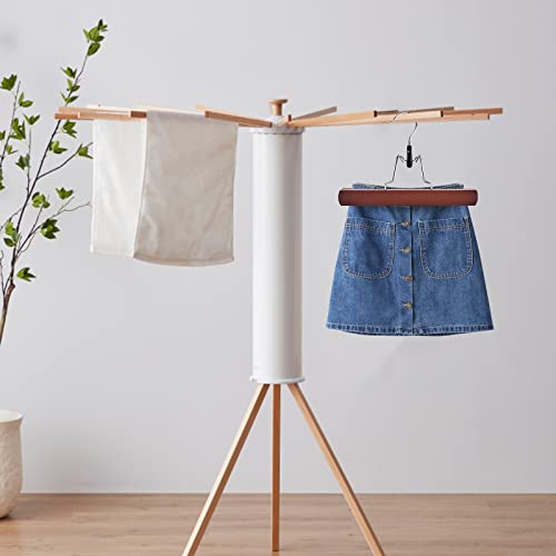 Nature Smile Wooden Non Slip Pants Skirt Hangers, Smooth Finish Solid Wood Jeans Slack Clamp Hangers Hair Extension Hangers (20 Pack Cherry)