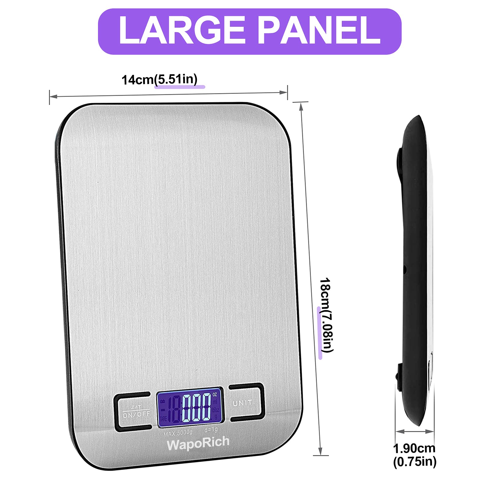 Food Kitchen Scale, Digital Grams and Ounces, 11 l b Digital Food Scale Kitchen Scales, Tare Function, 1g/0.1oz Precise Graduation, 304 Stainless Steel
