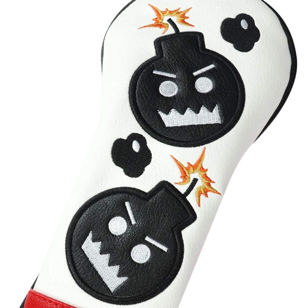 Funny Black Pumpkin Bomb Embroidery White and Red Blade Putter Headcover for Scorry Cameron