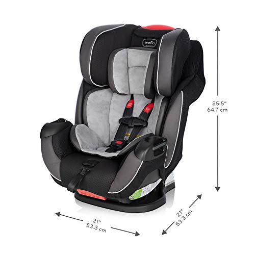 Evenflo Symphony Elite All-In-One Convertible Car Seat, 5-Point Infinite Slide Harness, Easy to Install, Forward / Rear Facing, Booster Seat, 110-lb Capacity, Multiple-Position Recline, Paramount Gray