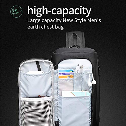 OZUKO Men Chest Crossbody Bags Waterproof Sports Shoulder Fashion Usb Multifunctional Sling Bag (Black)