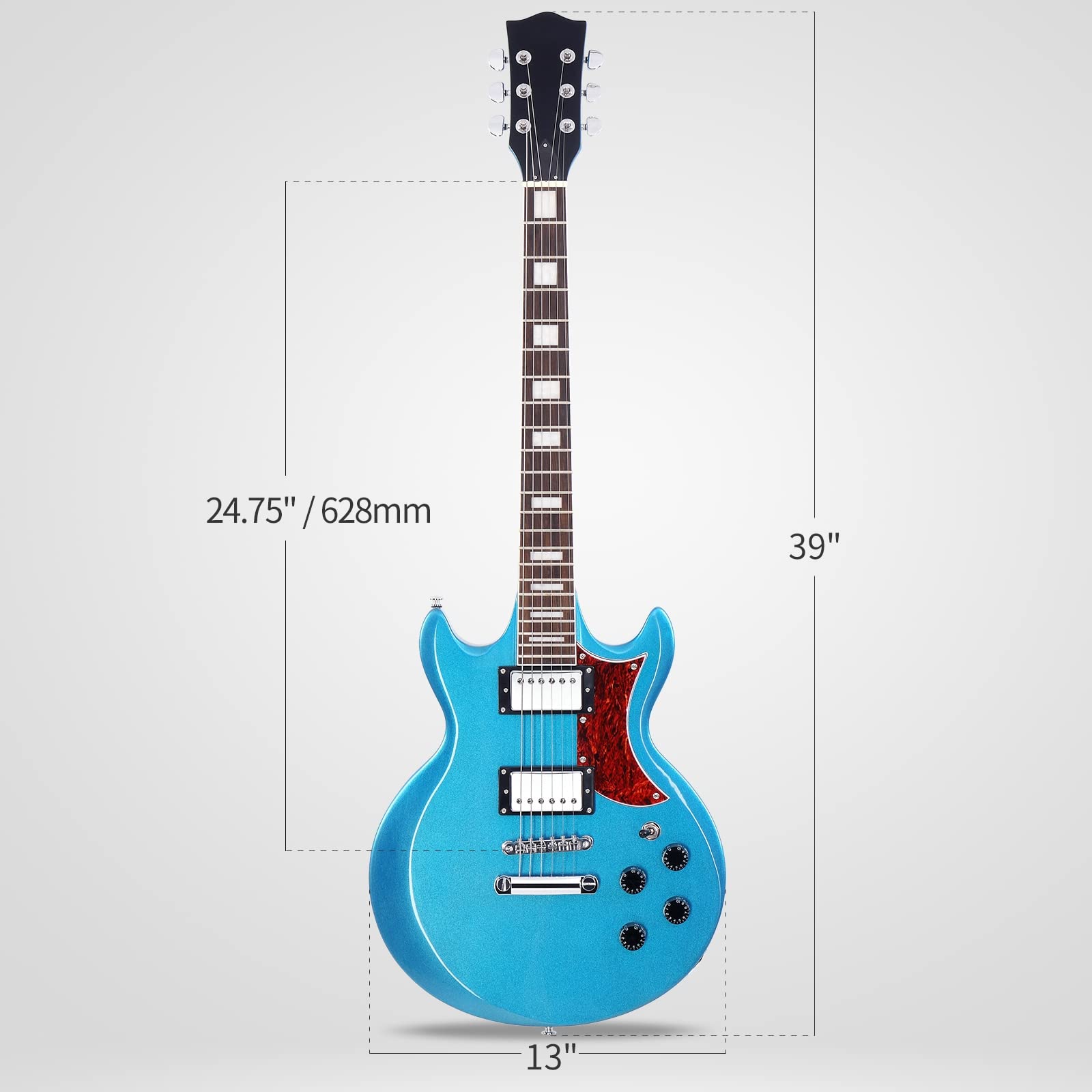 Ktaxon 39" Solid-Body Electric Guitar, 6 String Full Size GIZ102 H-H Pickups Jazz Electric Guitars Kit for Beginner Starter with Gig Bag, Cable, Shoulder Strap, Plectrum (Blue)