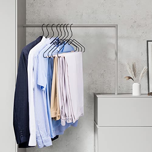 Nature Smile Premium Black Matt Metal Suit Clothes Hanger 20 Pack with a Smooth Beech Wood Pants Bar,Unique Coat Hanger Dress Hanger Shirt Hanger