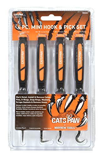 Mayhew Tools 60003 CatsPaw Mini Hook and Pick Set, Chrome-Vanadium, 4-Piece Set