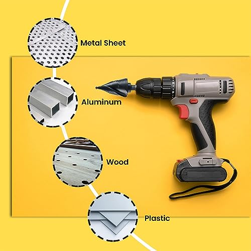 Lichamp Unibit Step Drill Bit for Metal, Genuine M2 Drill Stepper Bit for Hard Metal Heavy Duty, 19 Sizes from 3/16" to 1-3/8", Spiral Grooved with 3/8" Quick Change Drive, C3BK