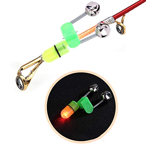 HaHawaii Twin Bells Ring, LED Light Night Fishing Lamp Luminous Stick Bell Ring Bite Alarm Accessories - Red