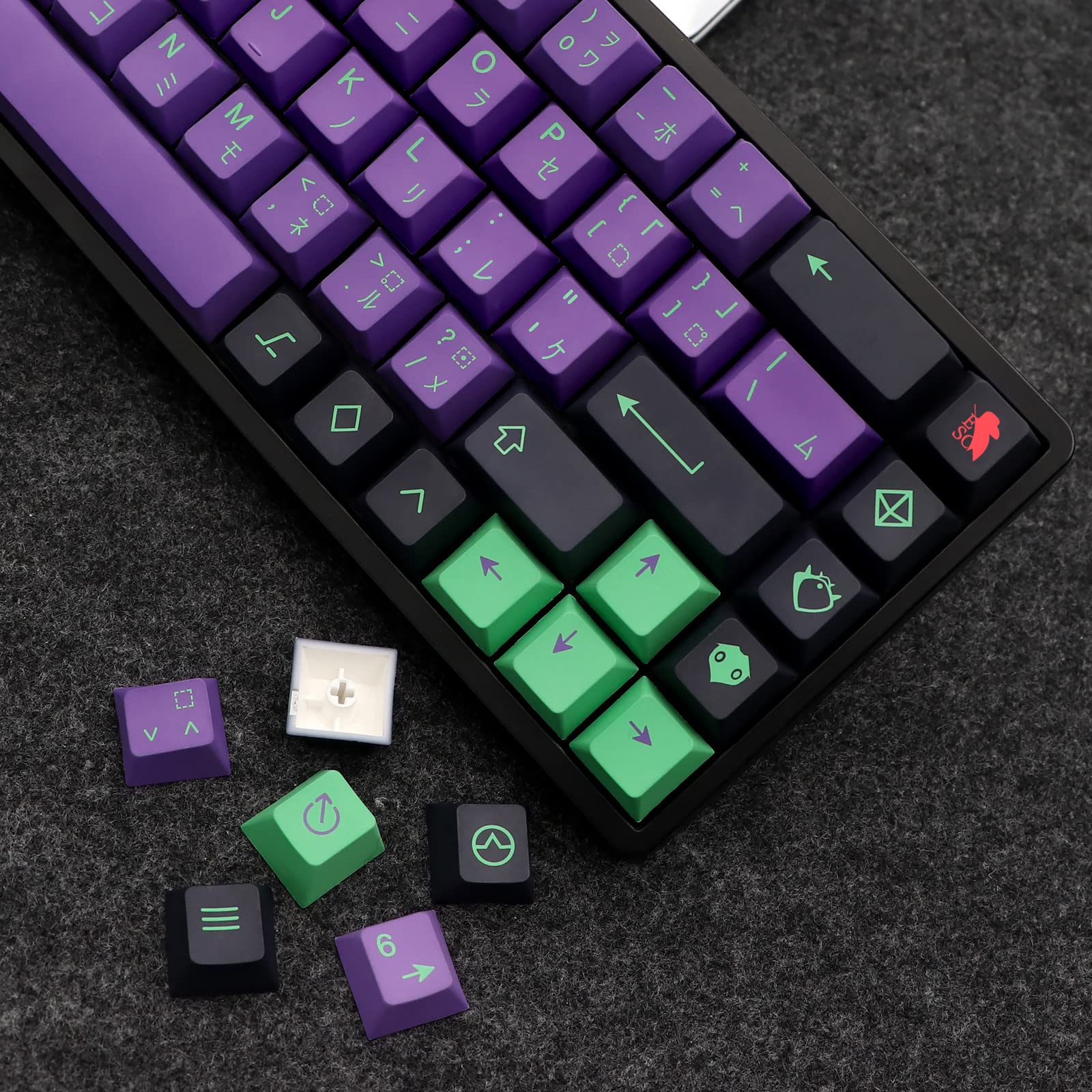 JSJT Japanese Keycap EVA-01 PBT Keycap 146 Keys Mecha Keycap Cherry Profile Dye Sublimation Evangelion Keycap Set for Cherry MX Switch Logitech G610 Corsair Strafe K70 Mechanical Gaming Keyboard