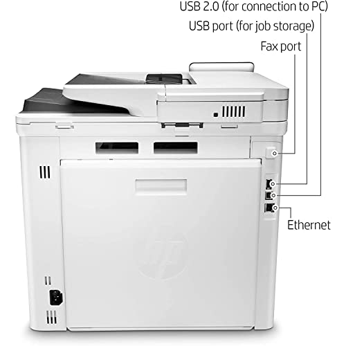 HP Color Laserjet Pro Multifunction M479fdw Wireless Laser Printer for Business, White - Print Scan Copy Fax - 28 ppm, 600x600 dpi, Auto 2-Sided Printing, 50-Sheet ADF, Ethernet, Cbmou Printer_Cable