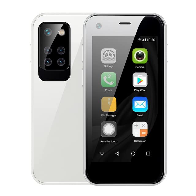 Mini Smartphone Unlocked Android Phone 1GB RAM 8GB ROM Quad Core Dual SIM WiFi 3G WCDMA Small Mobile Phones Google Play Whatsapp for Student Children (C-White)