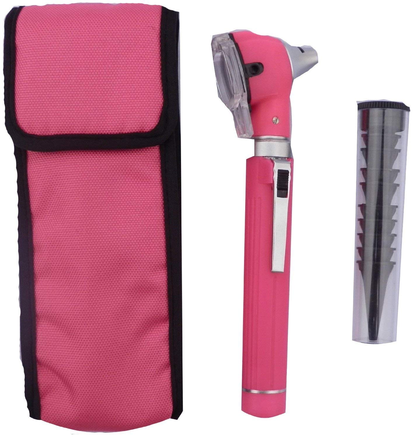 Tufail Compact Pocket Size Fiber ENT Optic Mini Otoscope Pink Color