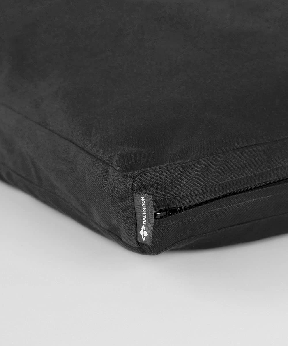 Halfmoon Zabuton Meditation Mat, Yoga Cushion for Kneeling and Sitting Support, 24" x 30" x 4" (Cotton, Charcoal)