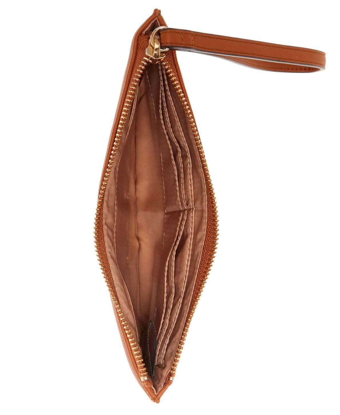 GUESS Women's Boonville Quilted Wristlet Phone Wallet Clutch Bag - Cognac