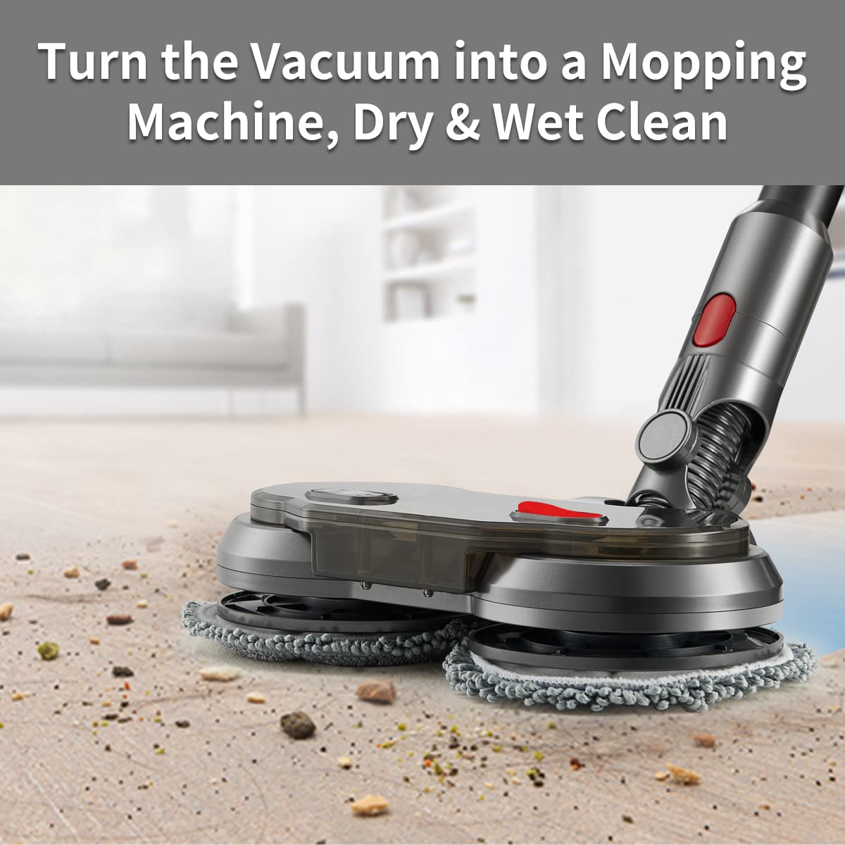 Electric Mop Head for Dyson V7 V8 V10 V11 Vacuum Cleaner, Electric Mop Attachment with LED Headlights Water Reservoir, 6 Reusable Mop Pads