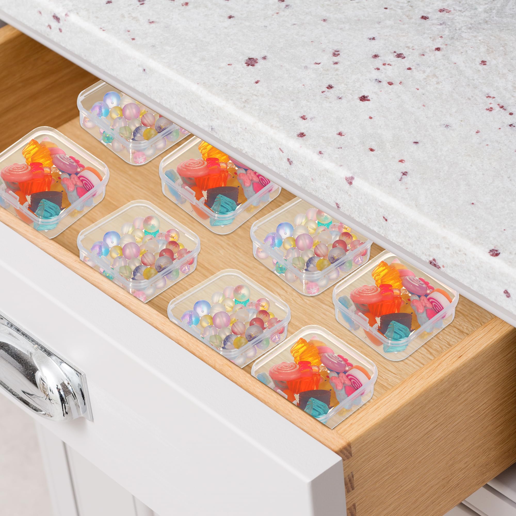 ISKYBOB Bead Organizers Box, 12PCS Clear Plastic Storage Containers Mini Transparent Cases with Hinged Lid Rectangle Craft Storage Boxes for Jewelry Small Parts Diamond Art Accessories