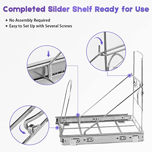 Zikopomi Kitchen Shelf for Pull Out Trash Can Under Cabinet, Pull Out Slider for Kitchen Trash Can Under The Sink - Trash Can Not Included